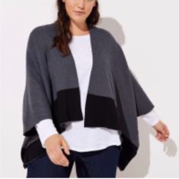 LOFT | Sweaters | New Comfy Plus Size Color Block Poncho Nwt | Poshmark